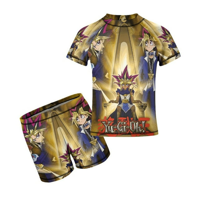 Yu-Gi-Oh Boys 2-Piece Swimsuit Set, Short Sleeve Rash Guard & Swim ...