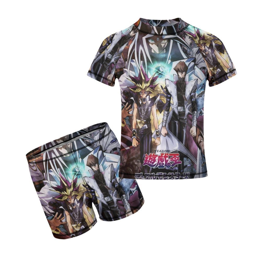 Yu-Gi-Oh Boys 2-Piece Swimsuit Set, Short Sleeve Rash Guard & Swim ...