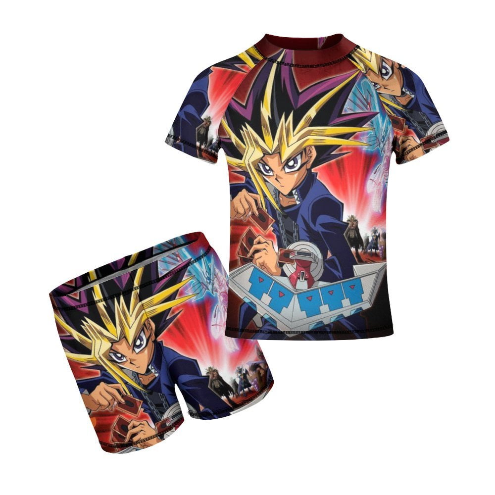 Yu-Gi-Oh Boys 2-Piece Swimsuit Set, Short Sleeve Rash Guard & Swim ...