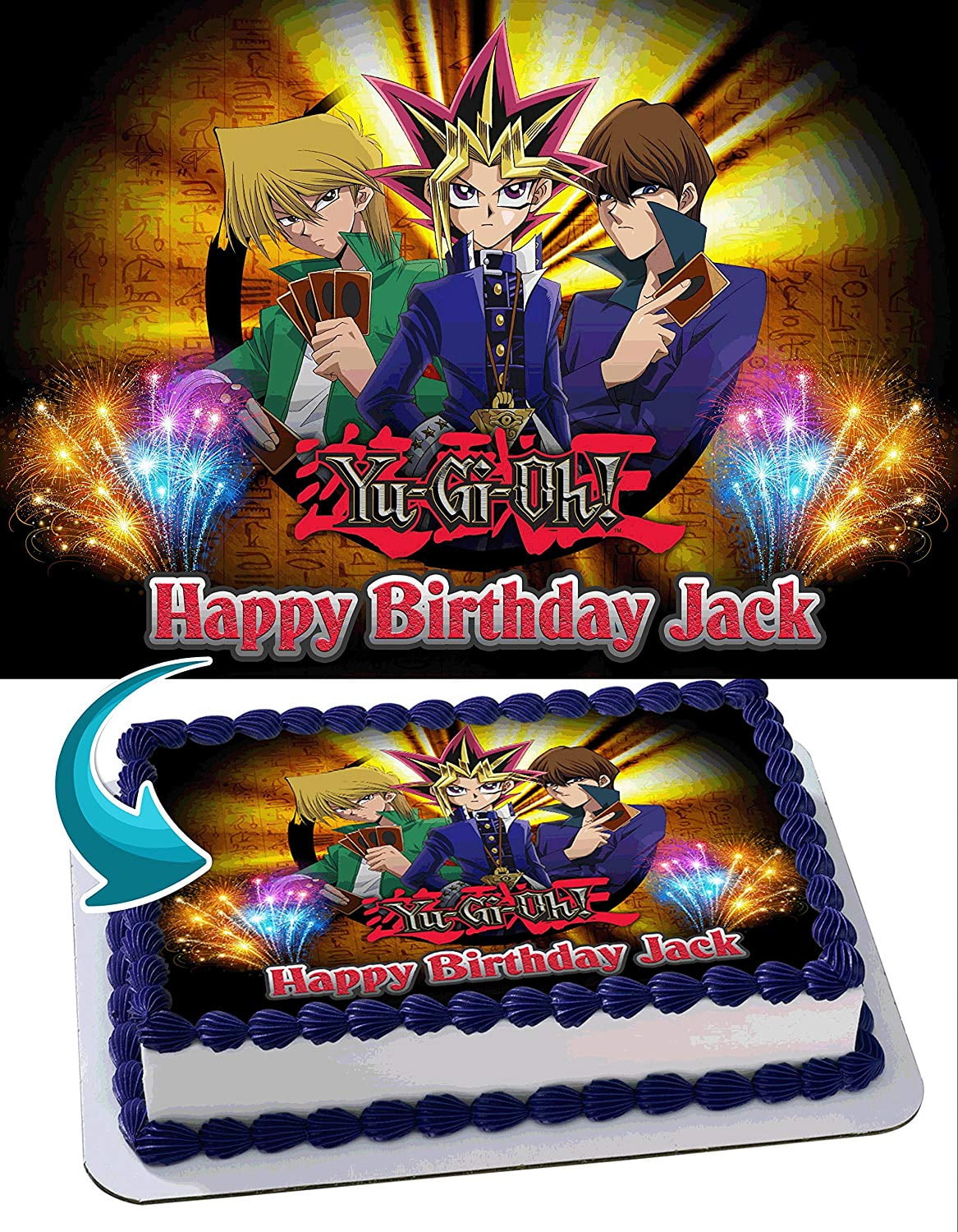 Yu-Gi-Oh Edible Cake Image Topper Personalized Birthday Party 1/4 Sheet ...