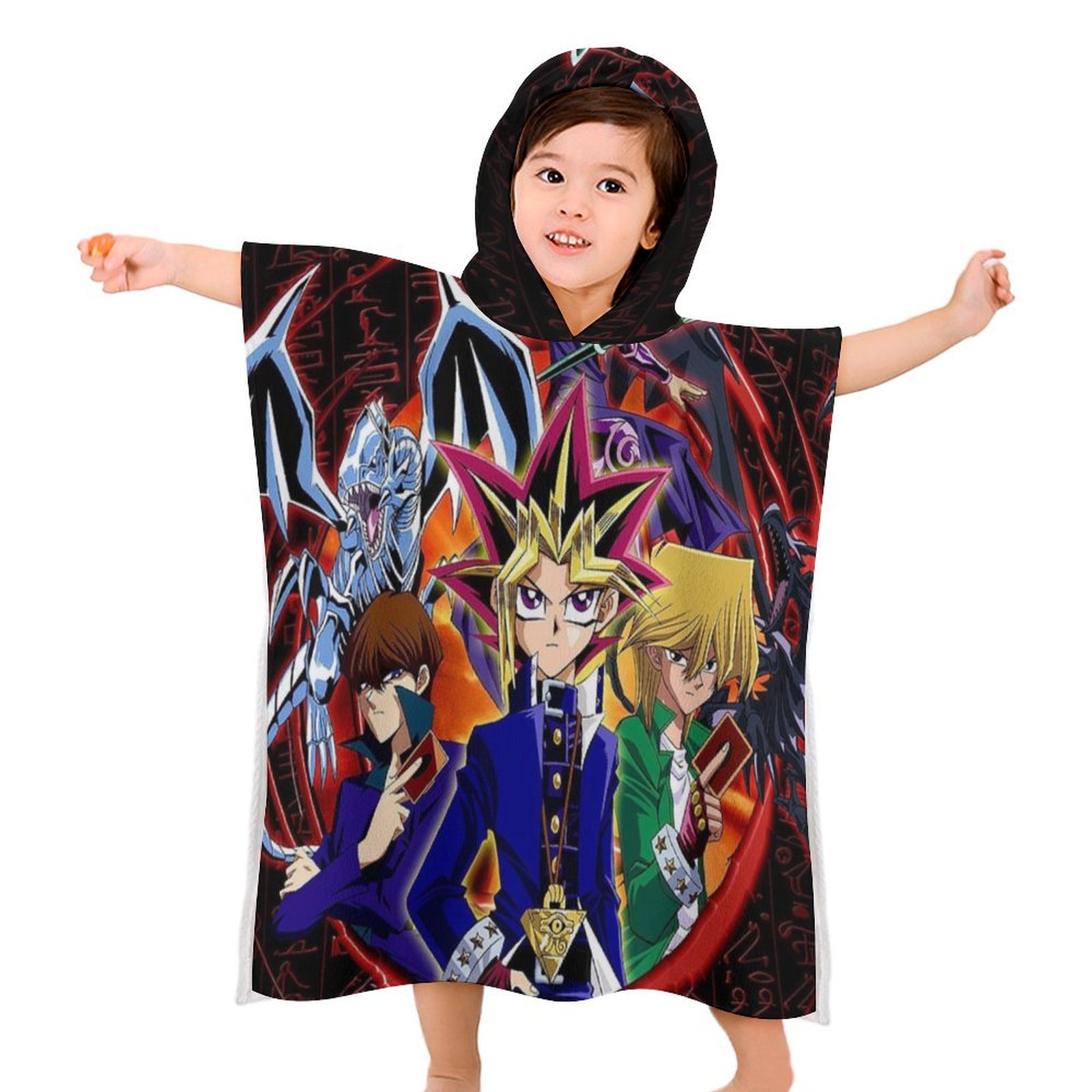 Yu-Gi-Oh Kids Hooded Beach Towel for Boys Girls, Bath Pool Beach Poncho ...