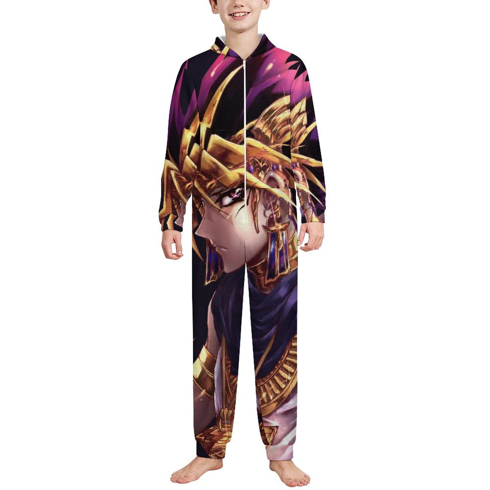Yu-Gi-Oh Kids Hooded Union Suit One Piece Pajama Outfit Boys Girls PJs ...