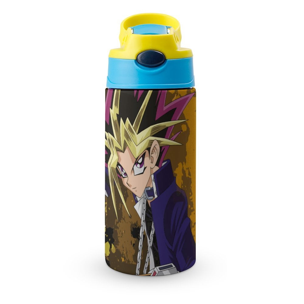 Yu-Gi-Oh Kids Water Bottle with Silicone Straw And Spill-Proof Lid, 16 ...