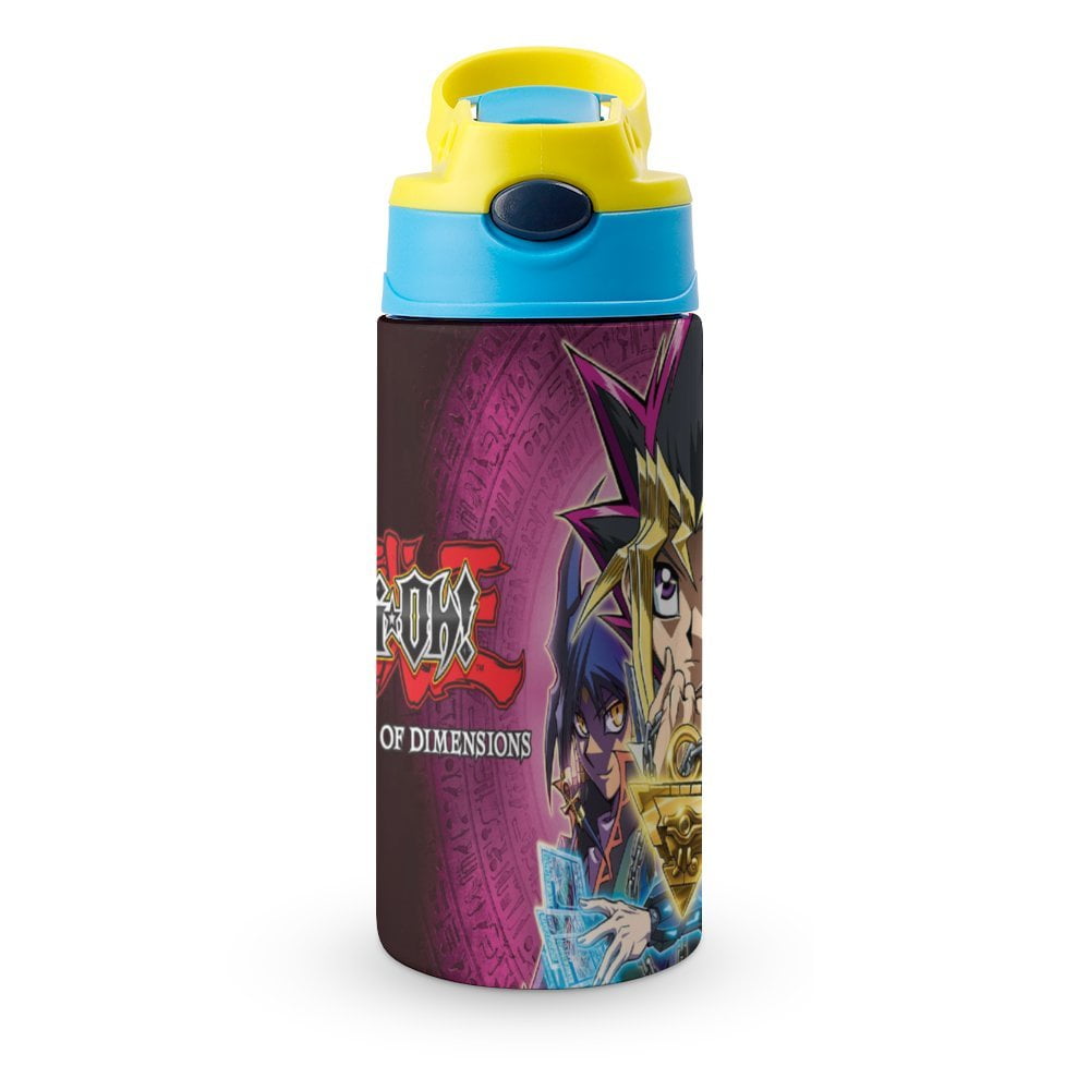 Yu-Gi-Oh Kids Water Bottle with Silicone Straw And Spill-Proof Lid, 16 ...
