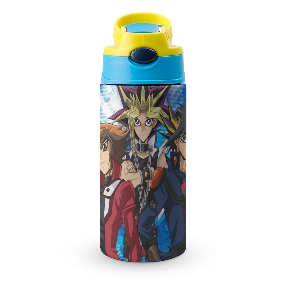 Yu-Gi-Oh Kids Water Bottle with Silicone Straw And Spill-Proof Lid, 16 ...