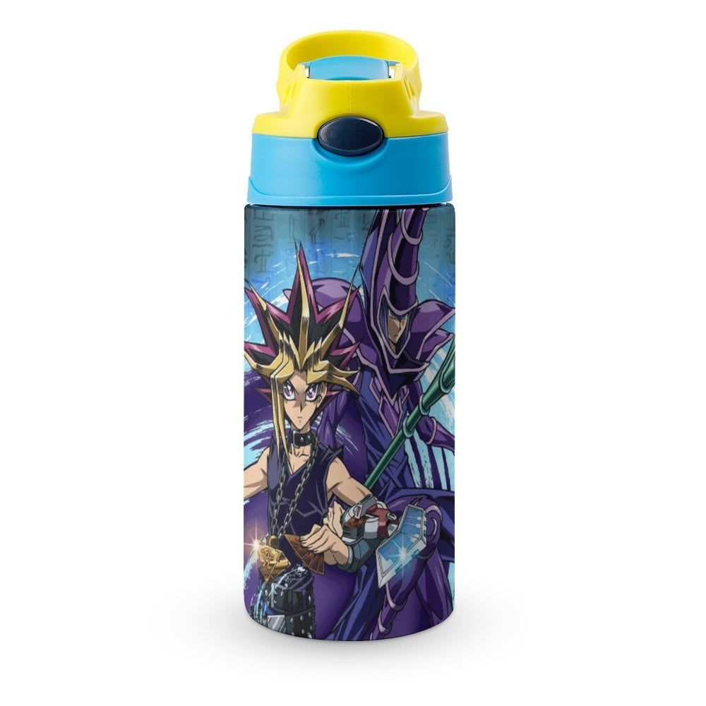 Yu-Gi-Oh Kids Water Bottle with Silicone Straw And Spill-Proof Lid, 16 ...