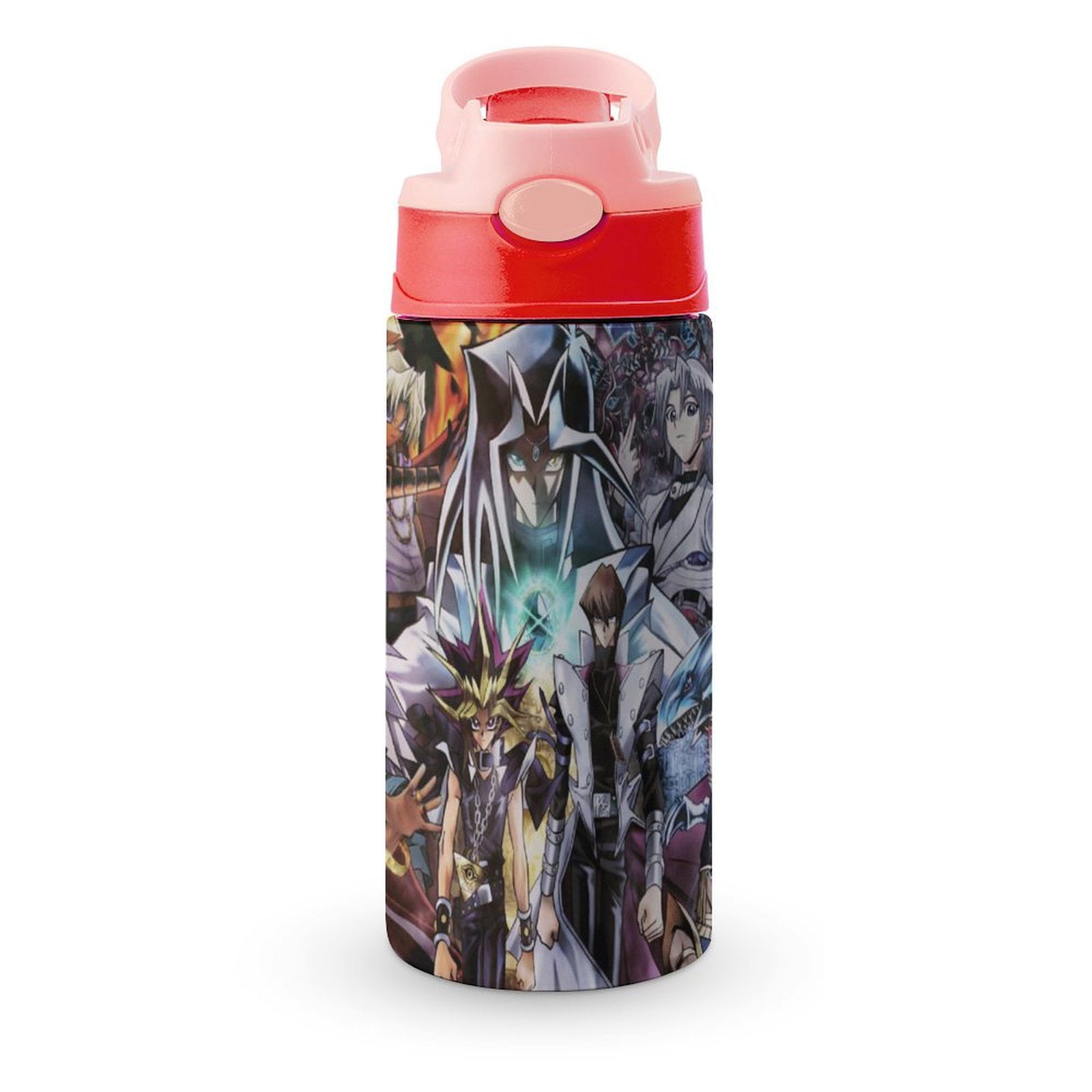 Yu-Gi-Oh Kids Water Bottle with Silicone Straw And Spill-Proof Lid, 16 ...