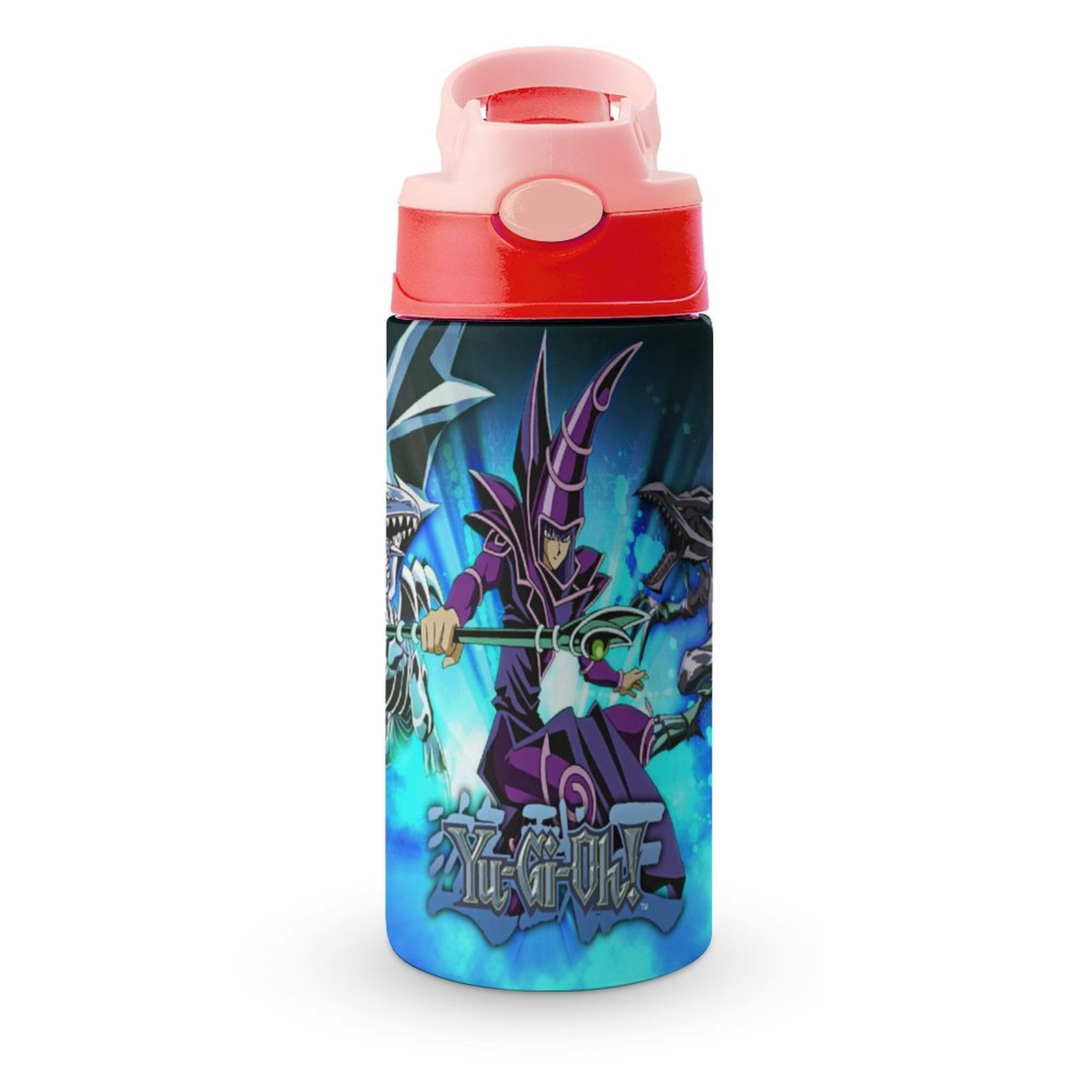 Yu-Gi-Oh Kids Water Bottle with Silicone Straw And Spill-Proof Lid, 16 ...