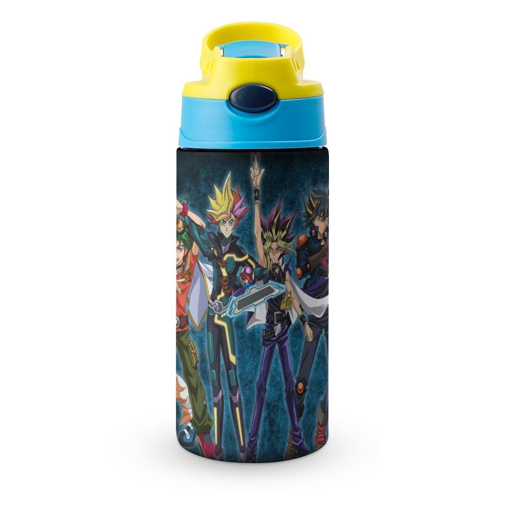 Yu-Gi-Oh Kids Water Bottle with Silicone Straw And Spill-Proof Lid, 16 ...