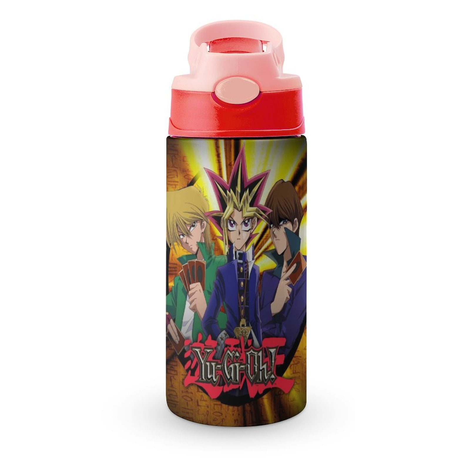 Yu-Gi-Oh Kids Water Bottle with Silicone Straw And Spill-Proof Lid, 16 ...