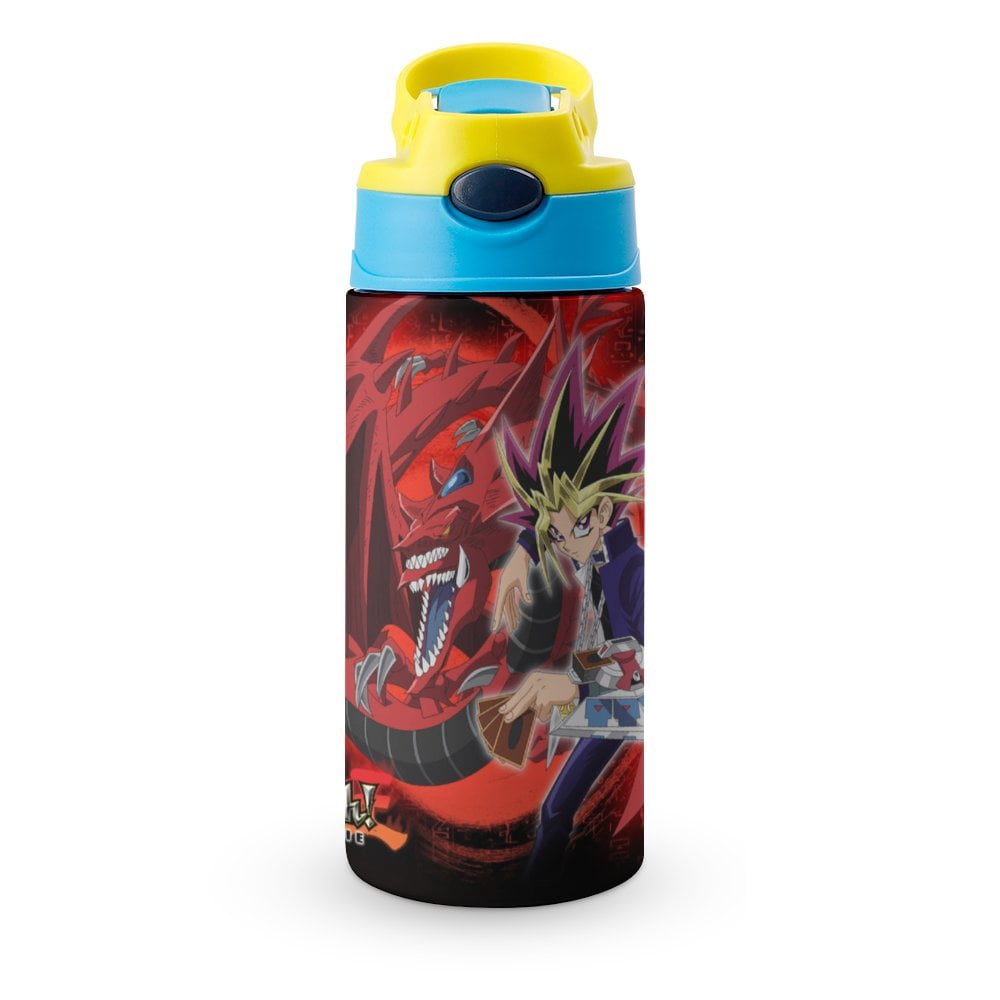 Yu-Gi-Oh Kids Water Bottle with Silicone Straw And Spill-Proof Lid, 16 ...