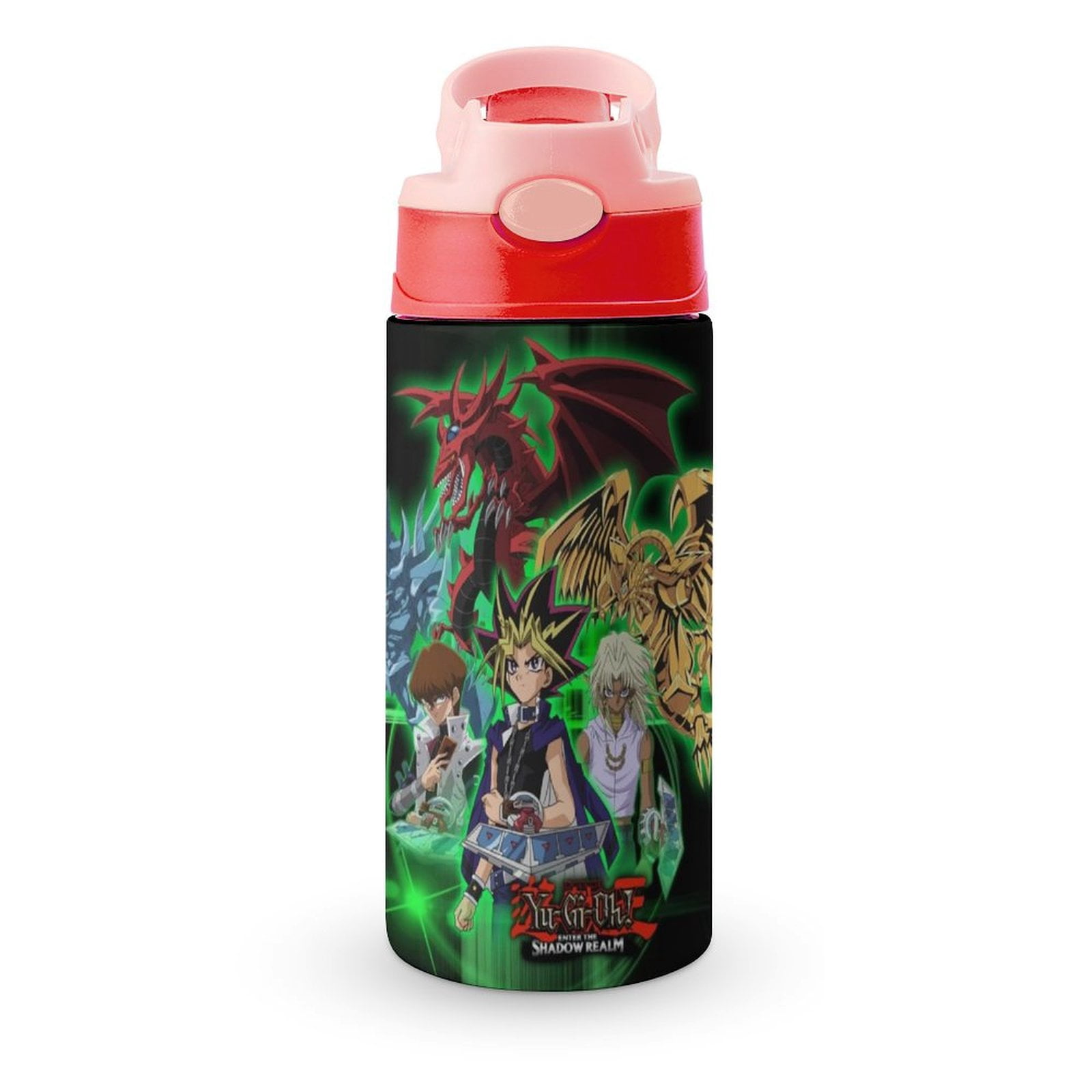 Yu-Gi-Oh Kids Water Bottle with Silicone Straw And Spill-Proof Lid, 16 ...