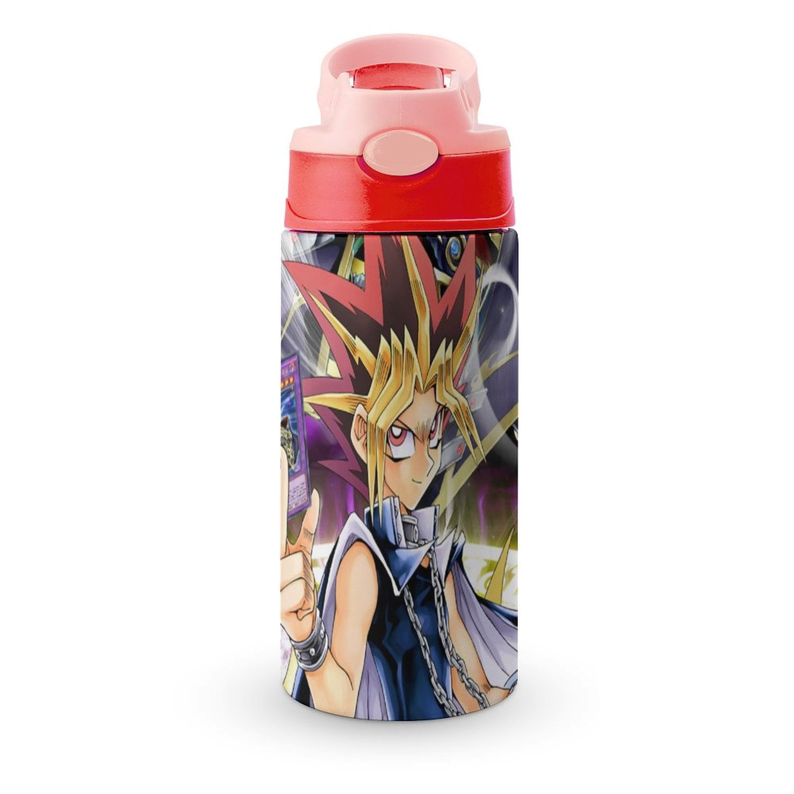 Yu-Gi-Oh Kids Water Bottle with Silicone Straw And Spill-Proof Lid, 16 ...