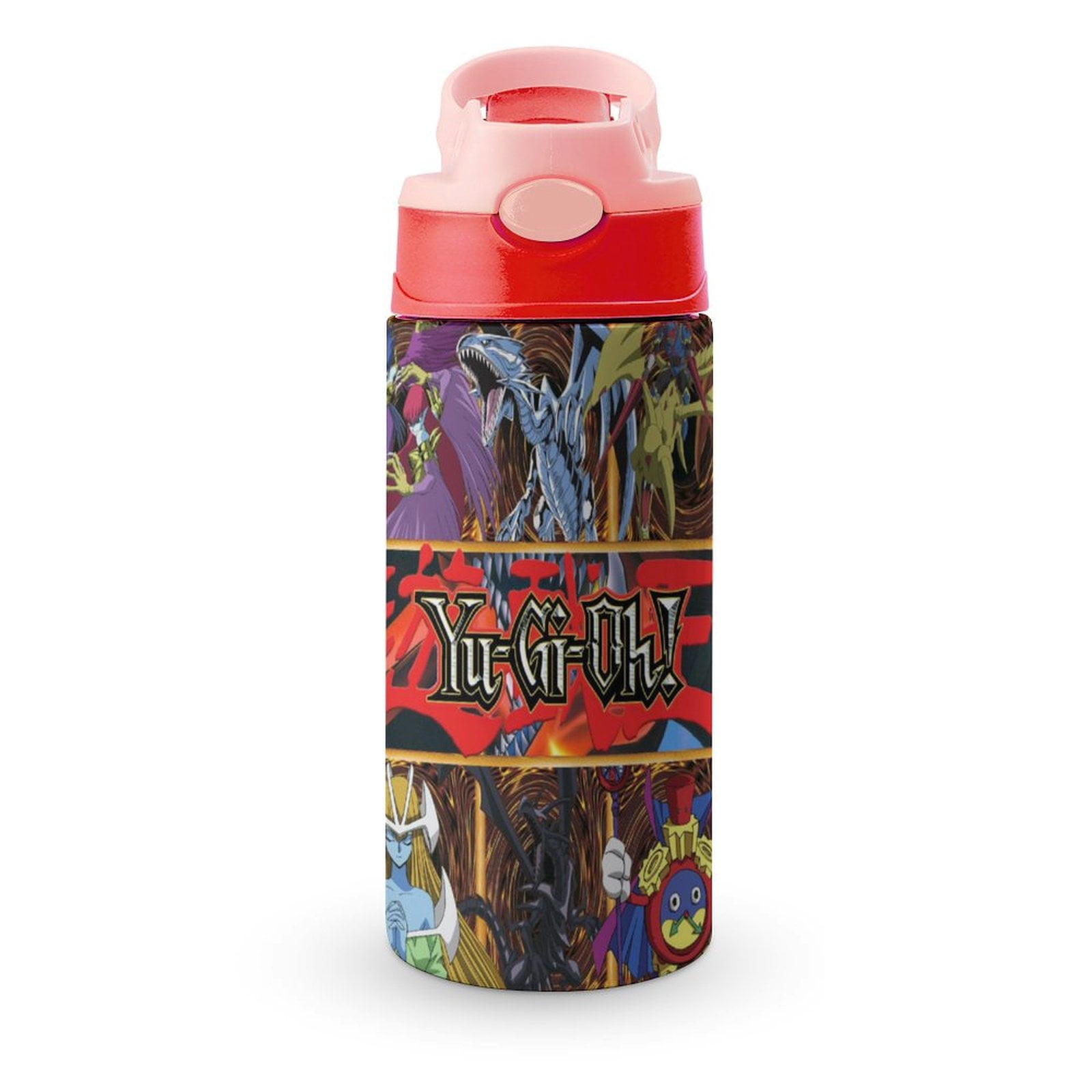 Yu-Gi-Oh Kids Water Bottle with Silicone Straw And Spill-Proof Lid, 16 ...