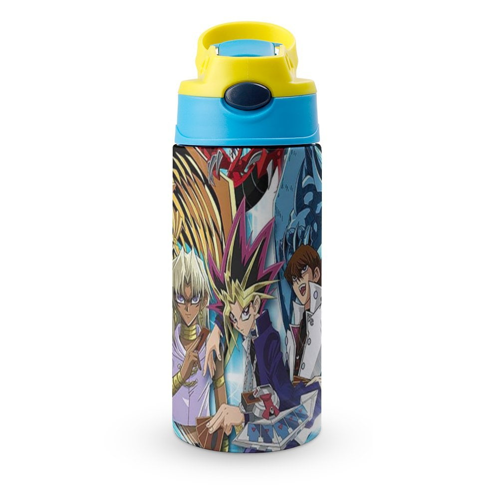 Yu-Gi-Oh Kids Water Bottle with Silicone Straw And Spill-Proof Lid, 16 ...