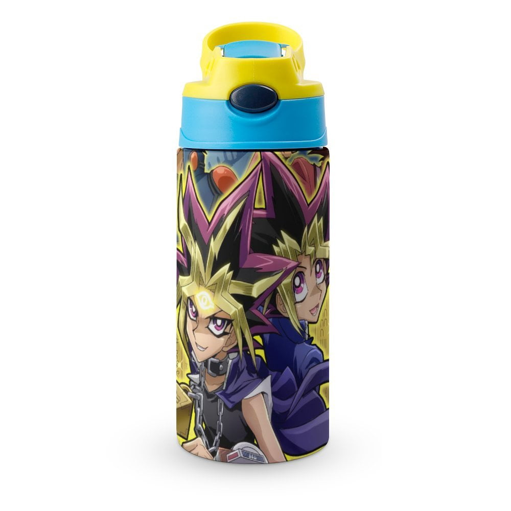 Yu-Gi-Oh Kids Water Bottle with Silicone Straw And Spill-Proof Lid, 16 ...