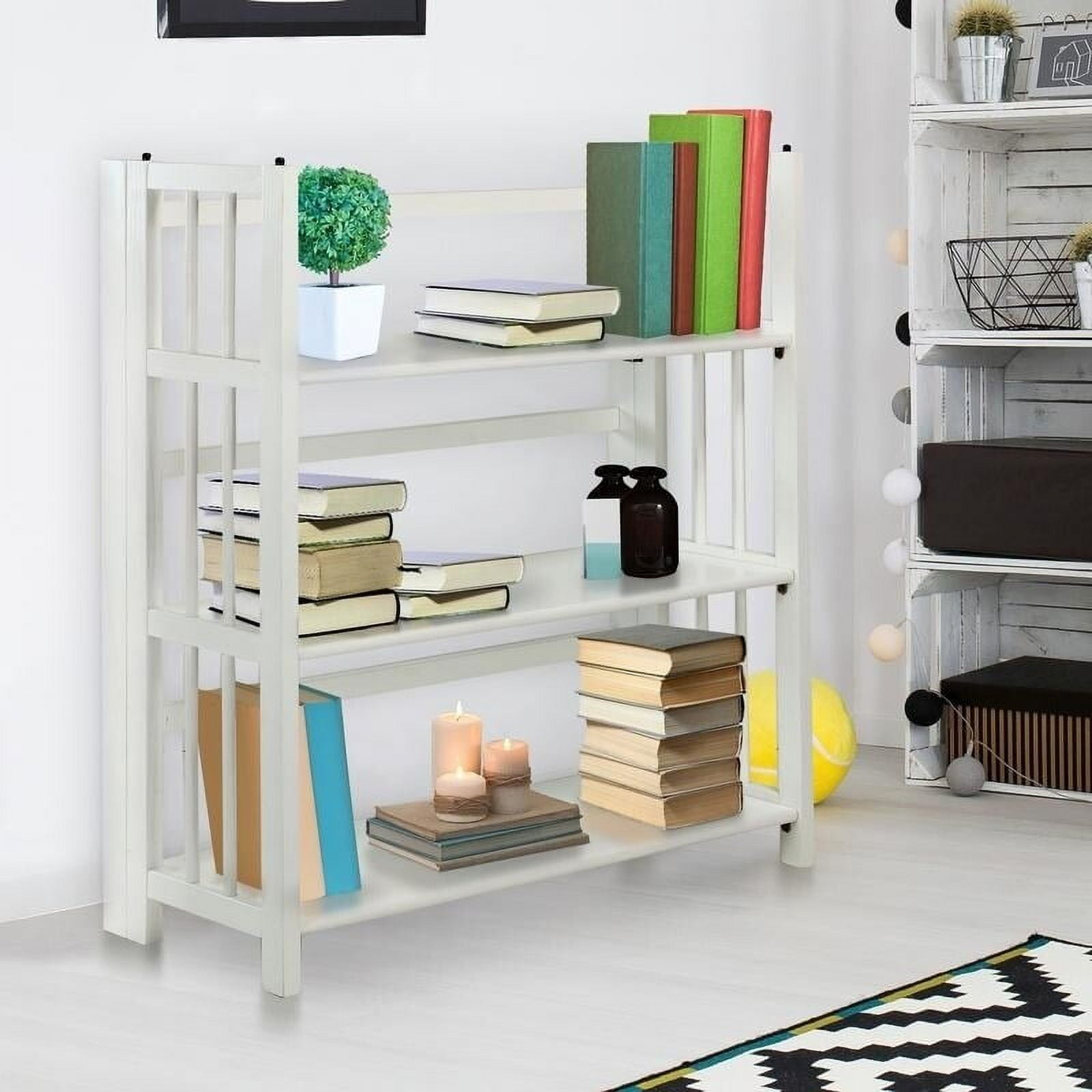 Yu Shan Co USA Ltd 3-Shelf Folding Stackable Bookcase 35" Wide ...