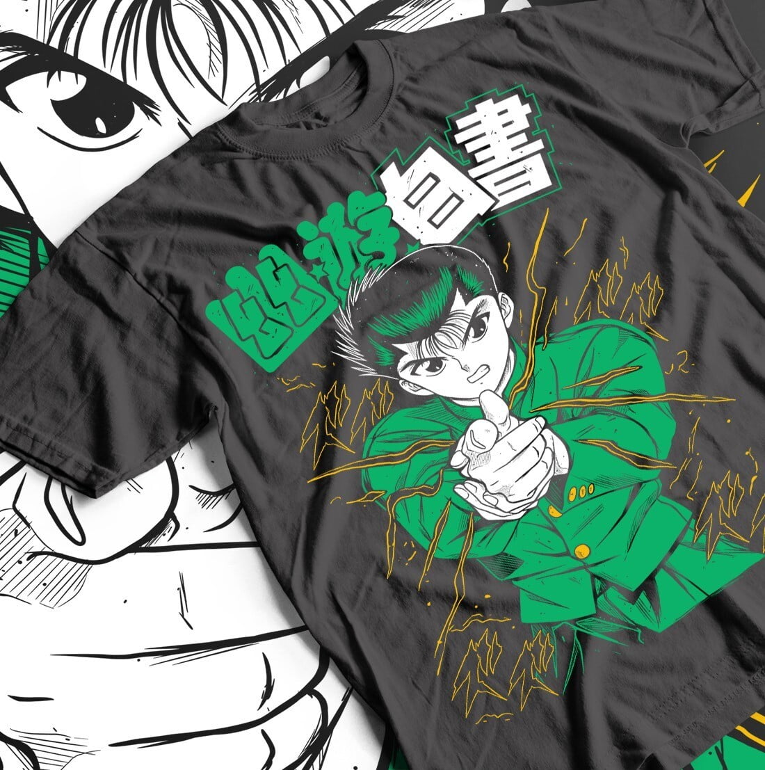 Yu Yu Hakusho T-shirt, Kuwabara Kurama Yusuke Hiel Anime Manga Black ...