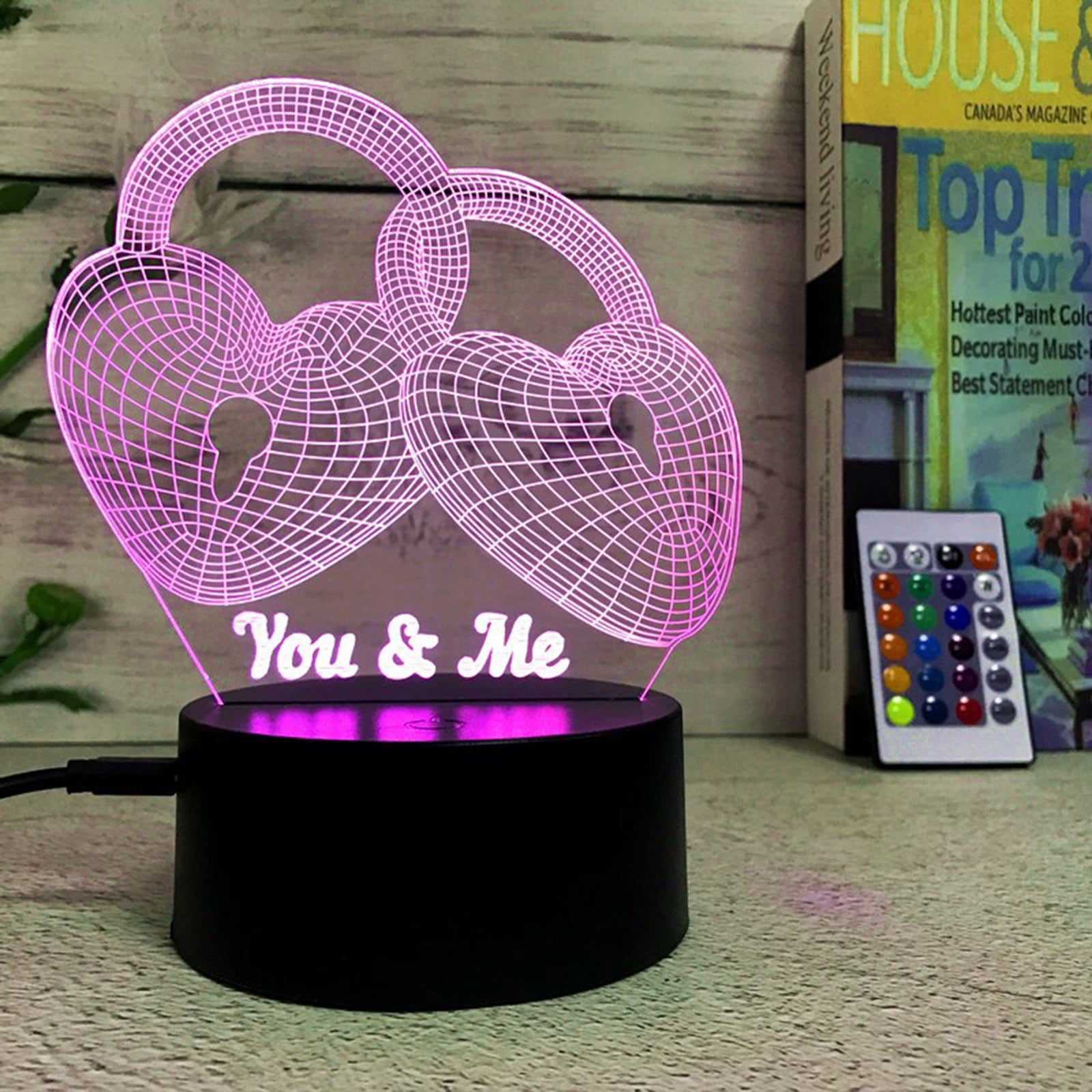 YuCaiWen Color Changing Romantic Heart LED Night Lights - Walmart.com
