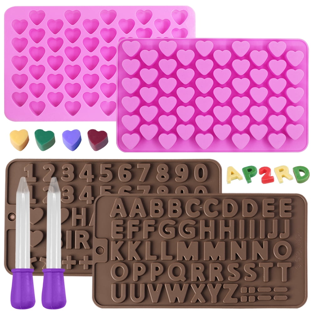 YuCool 4 Pcs Mini Heart Letter and Number Silicone Mold for Chocolate ...