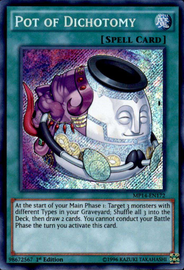 YuGiOh 2014 Mega Tin Secret Rare Pot of Dichotomy MP14-EN172 - Walmart.com