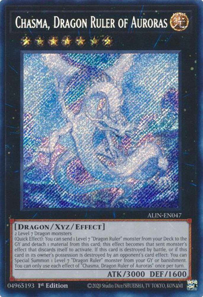YuGiOh Alliance Insight Secret Rare Chasma, Dragon Ruler of Auroras ...