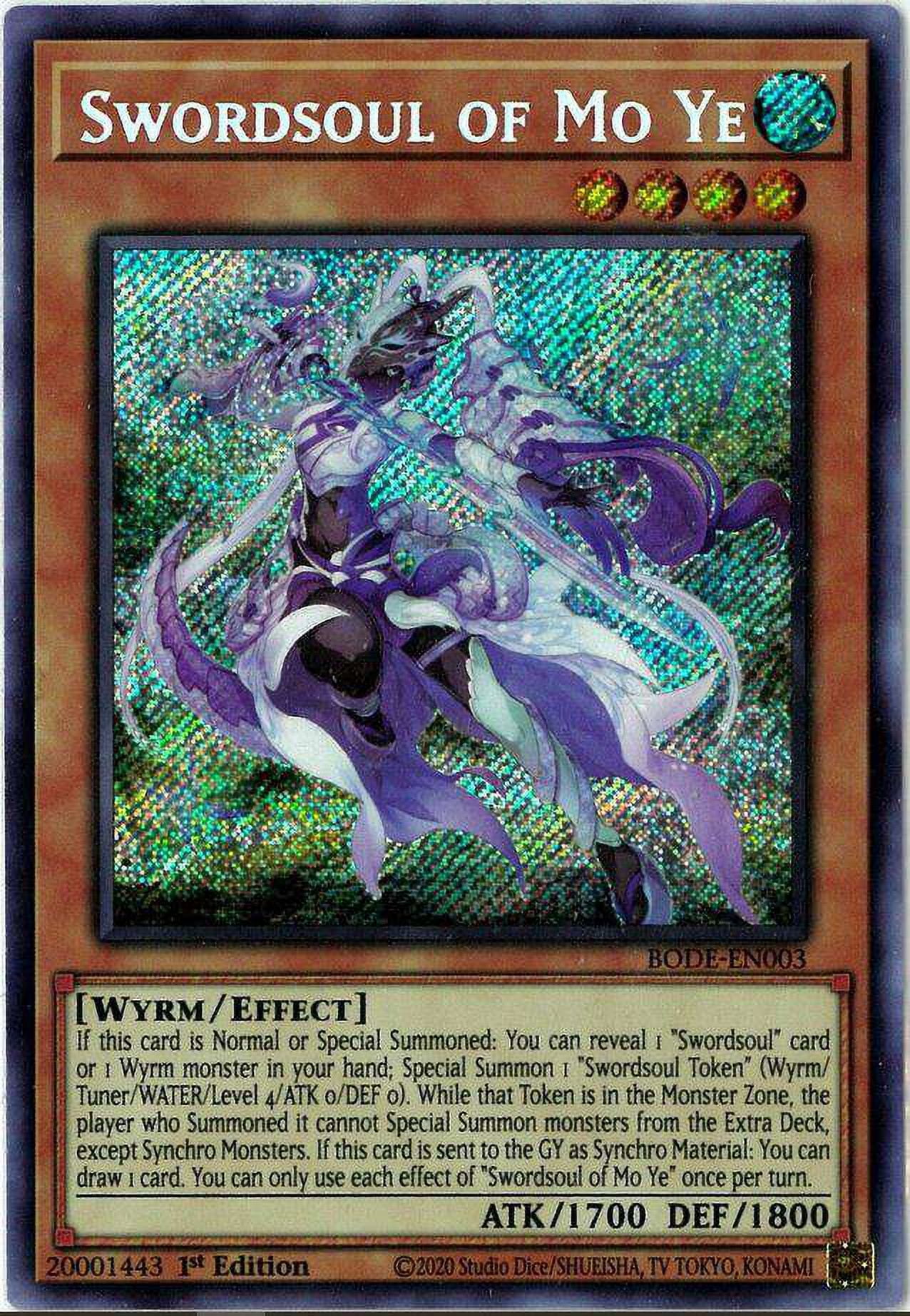 YuGiOh Burst of Destiny Secret Rare Swordsoul of Mo Ye BODE-EN003 ...