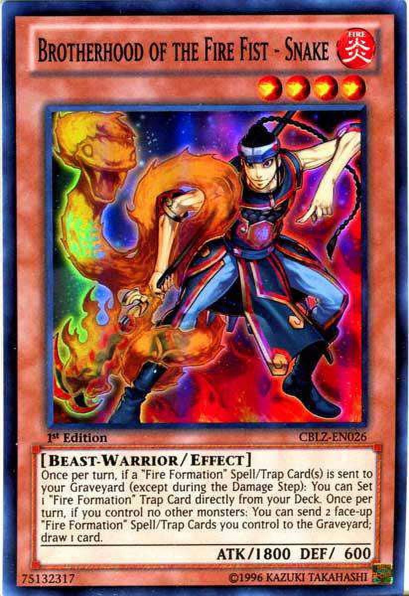 YuGiOh Cosmo Blazer Super Rare Brotherhood of the Fire Fist - Snake CBLZ-EN026 - Walmart.com