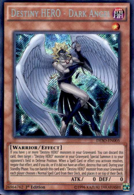 YuGiOh Destiny Soldiers Secret Rare Destiny HERO - Dark Angel DESO ...