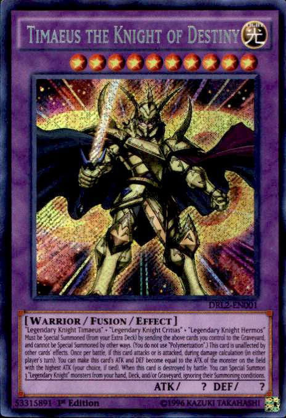 YuGiOh Dragons of Legend 2 Secret Rare Timaeus the Knight of Destiny ...