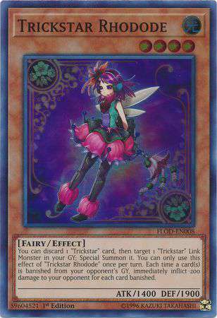 YuGiOh Flames of Destruction Super Rare Trickstar Rhodode FLOD-EN008 ...
