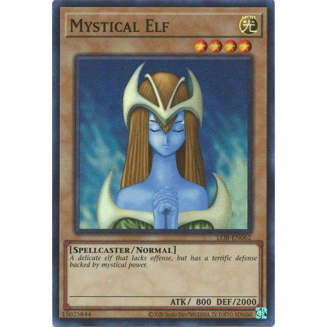 YuGiOh Legend of Blue Eyes White Dragon 25th Anniversary Super Rare Mystical Elf LOB-EN062 ...