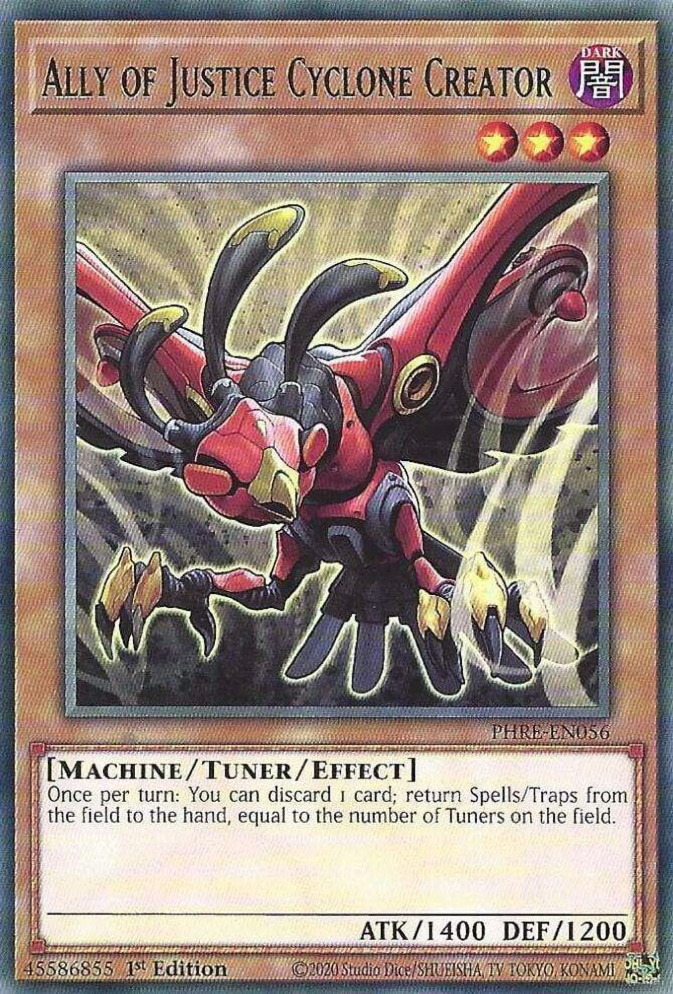 YuGiOh Phantom Revenge Rare Ally of Justice Cyclone Creator PHRE-EN056 ...