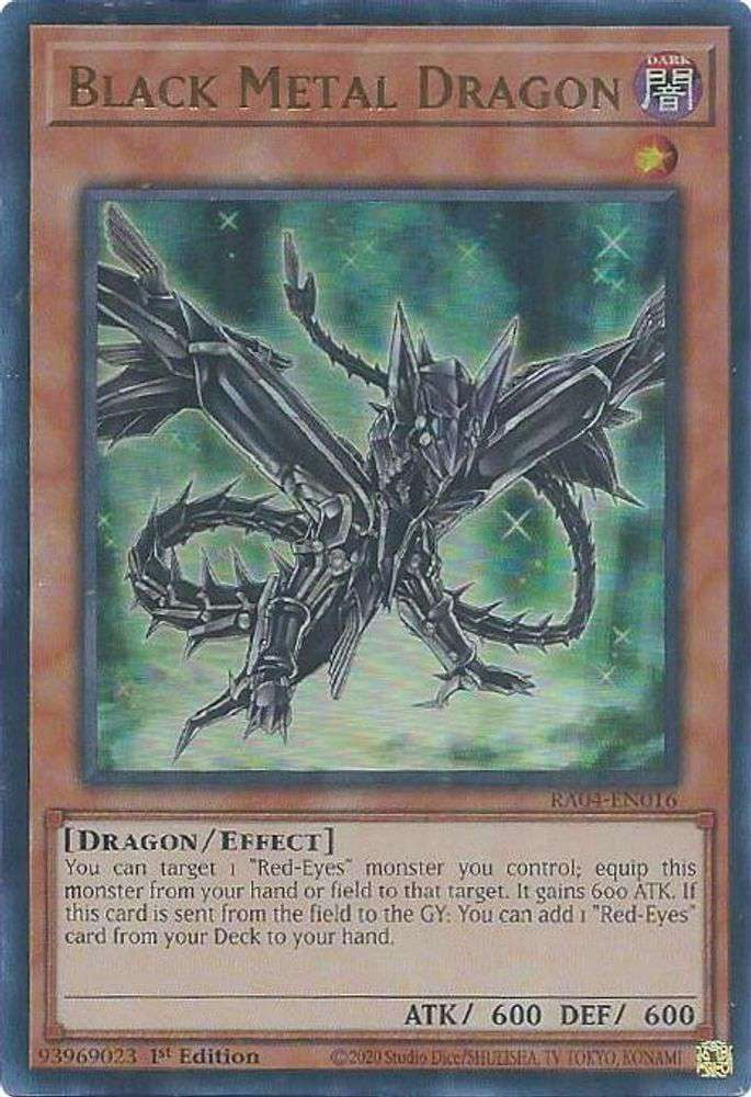 YuGiOh Quarter Century Stampede Ultra Rare Black Metal Dragon RA04 ...