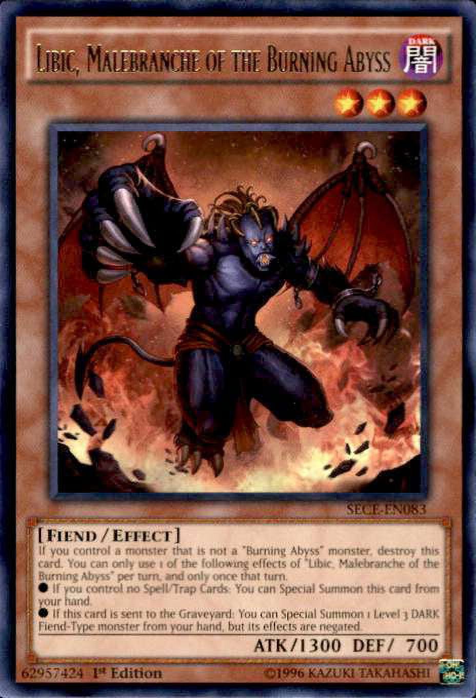YuGiOh Secrets of Eternity Rare Libic, Malebranche of the Burning Abyss ...