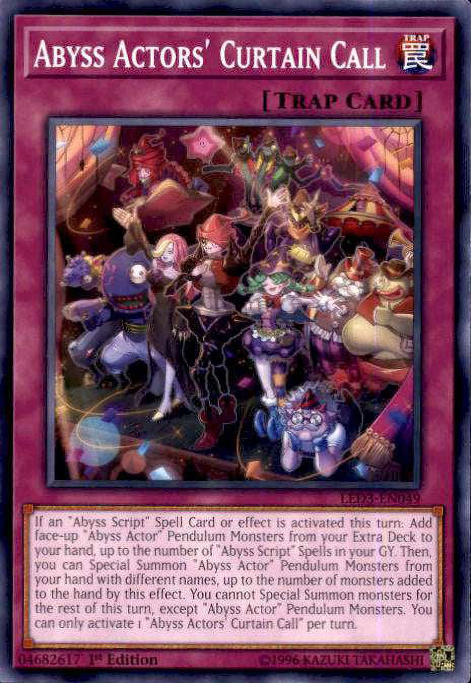 YuGiOh White Dragon Abyss Common Abyss Actors' Curtain Call LED3-EN049 ...