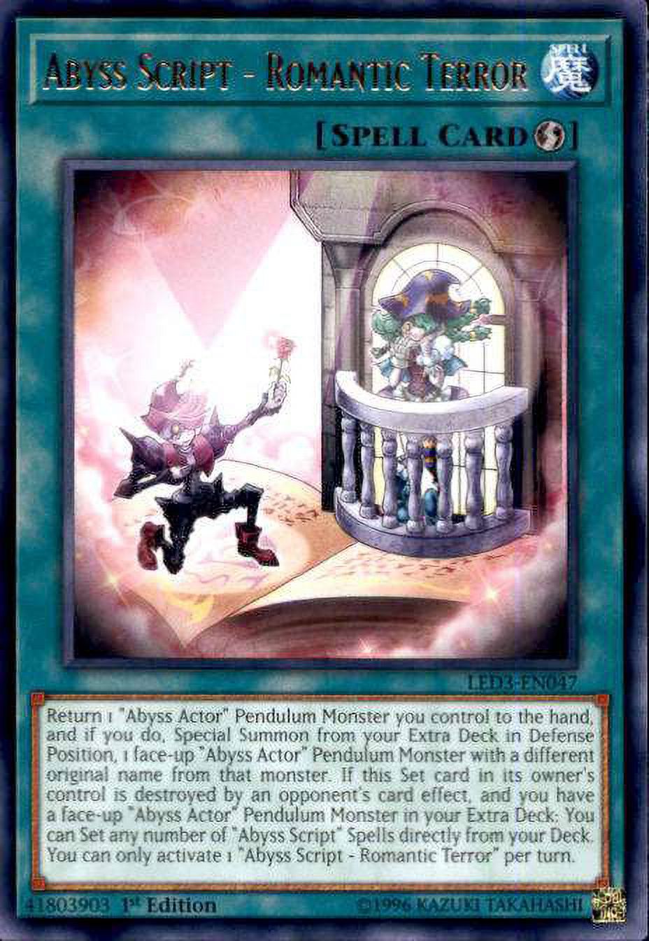 YuGiOh White Dragon Abyss Rare Abyss Script - Romantic Terror LED3 ...
