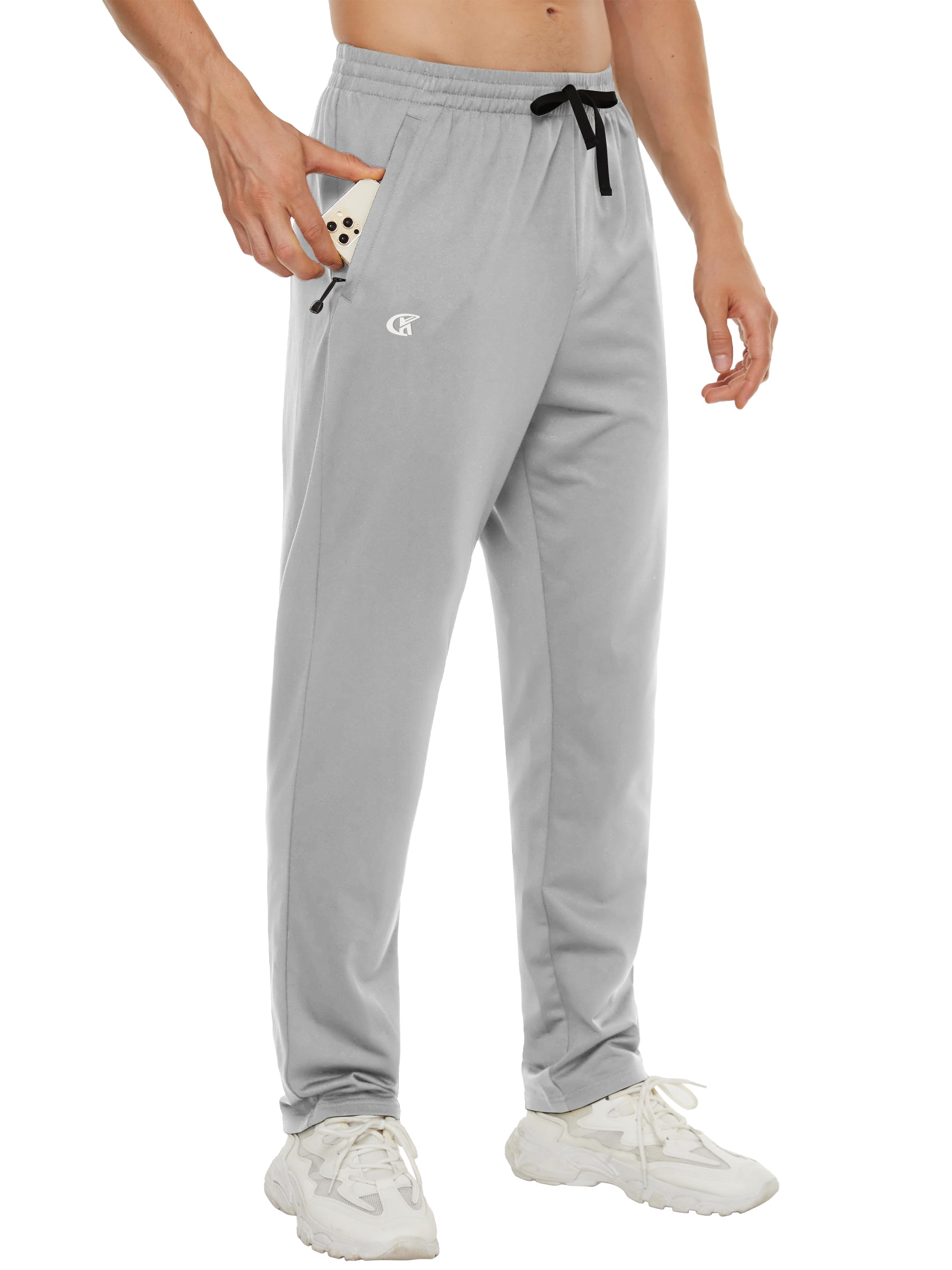 NEIKU Men's Lightweight Breathable Joggers Athletic Pants with Zipper ...