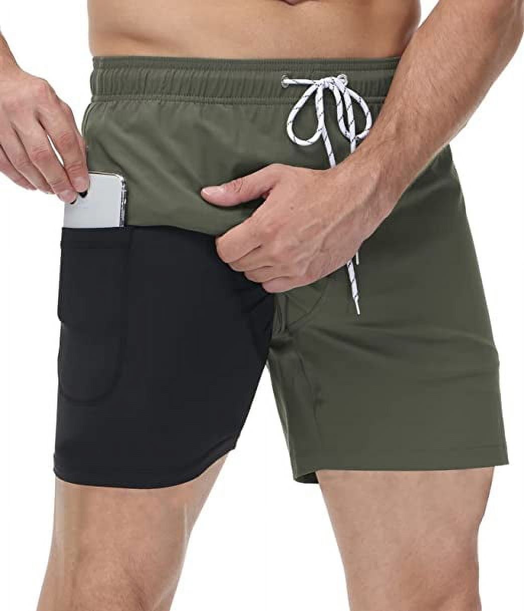 Yukaichen Mens Swim Trunks With Compression Liner 2 In 1 Quick Dry