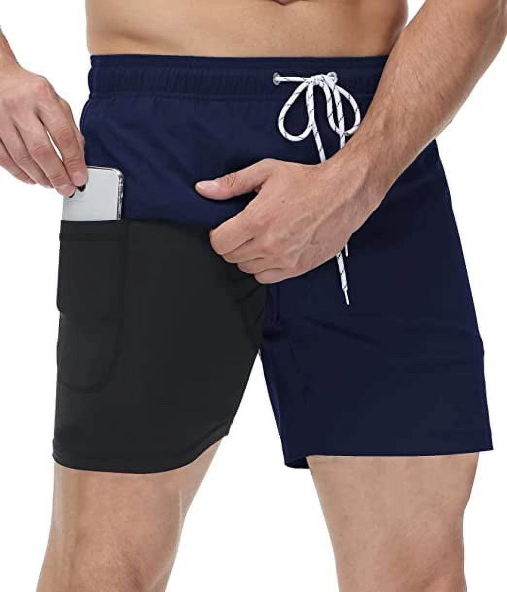 Yukaichen Mens Swim Trunks With Compression Liner 2 In 1 Quick Dry