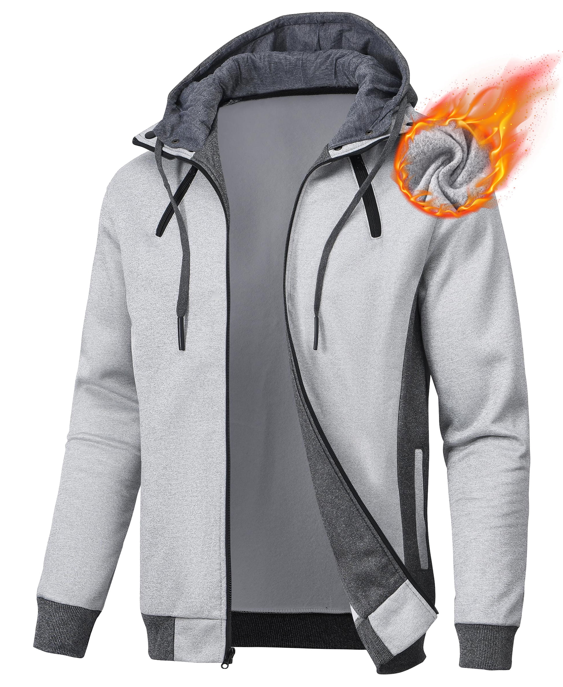 Neiku Mens Zipper Hoodie Casual Hooded Sweatshirt Fleece Jacket ...