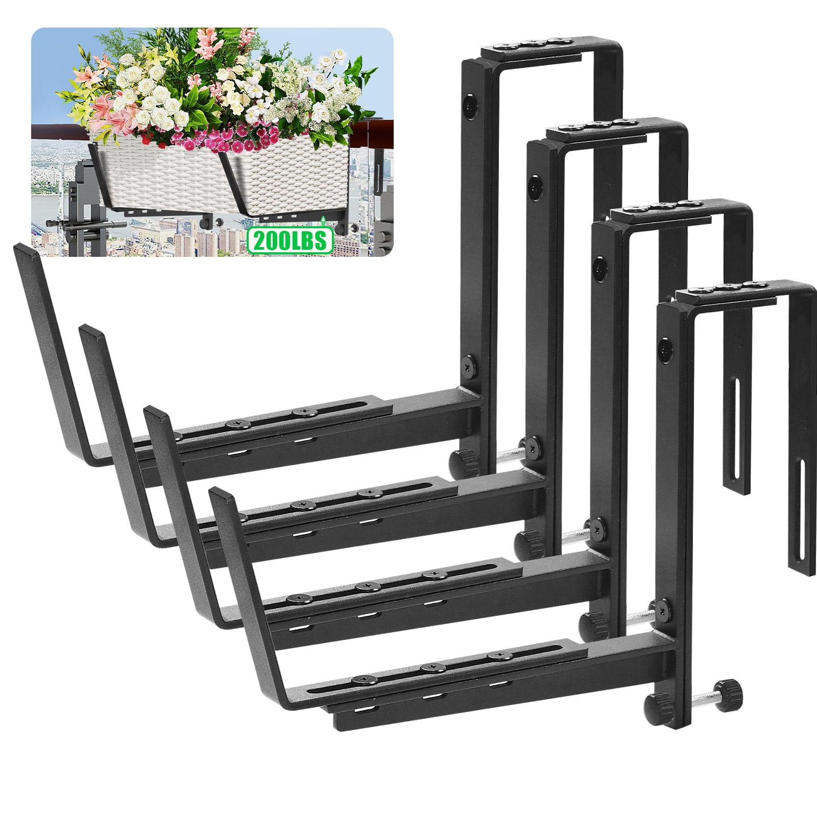 YuLuoXiang Heavy Duty Window Box Brackets, Adjustable Flower Box ...