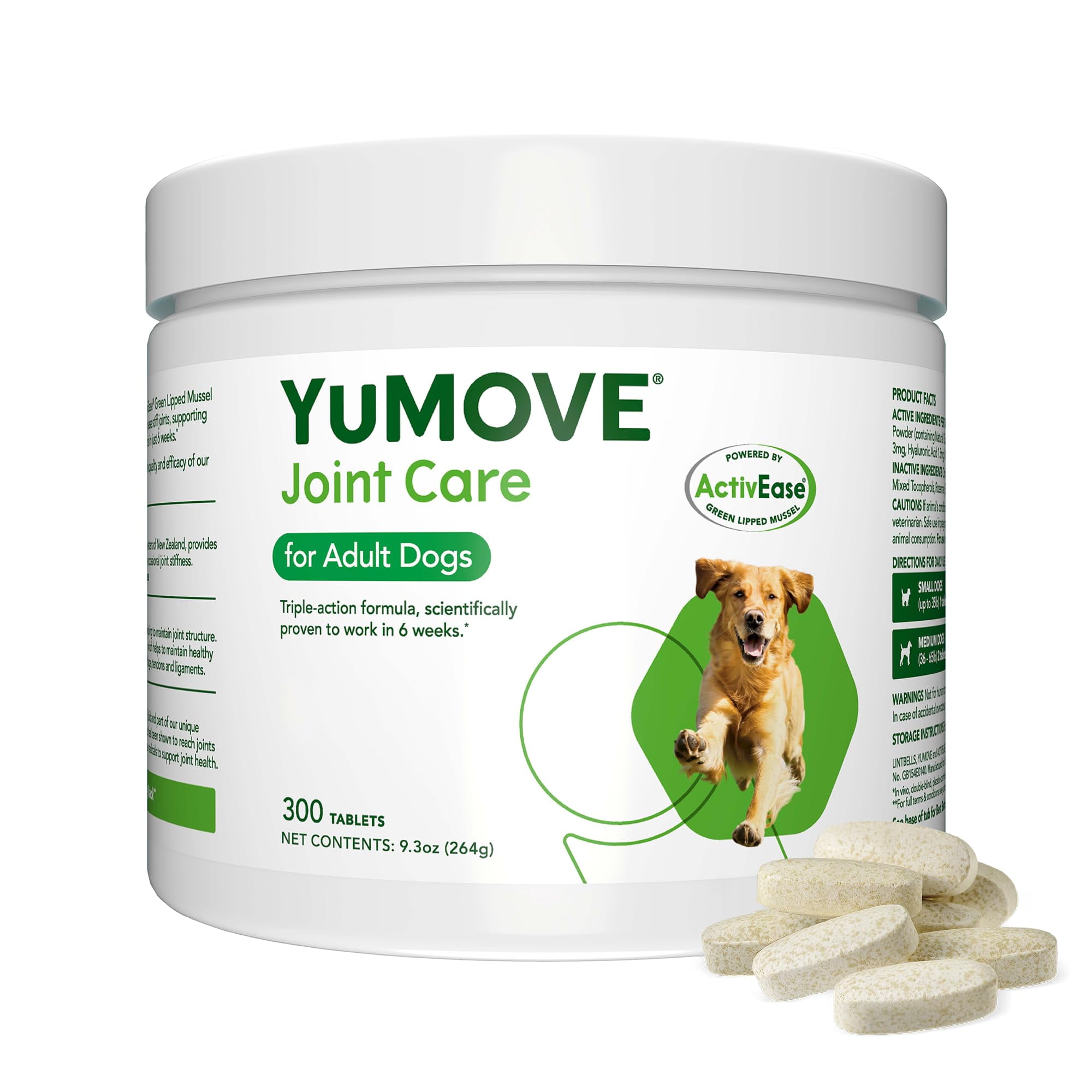 YuMOVE Hip and Joint DPF11 Supplement for Dogs with Glucosamine, Green Lipped Mussel ...