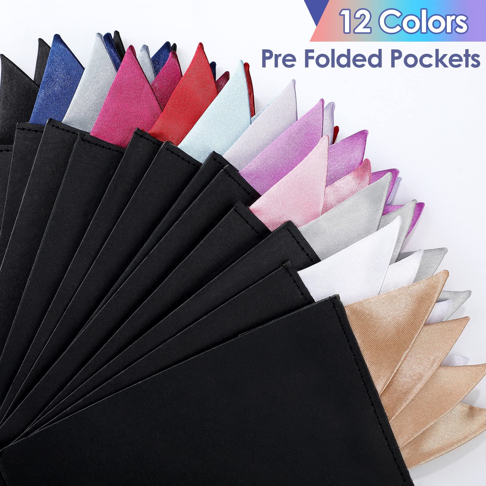 YuPan 12 Pcs Pocket Squares for Men Prefolded Suit Pocket Squares on ...