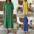 YuXingFu Cotton Dresses for Women Midi Mid-Length V-Neck Plus Size ...