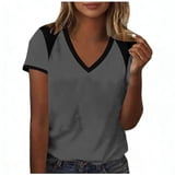 YuXingFu Cute Tops for Women Summer Long Short Sleeve V-Neck Wrap Tops ...
