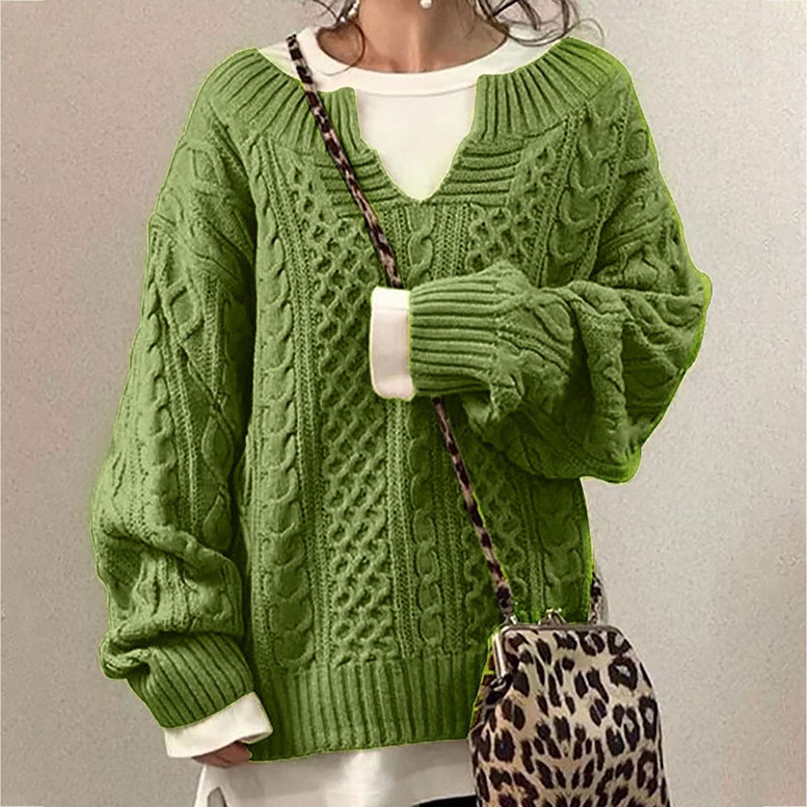 YuXingFu Easy Care Womens Green Sweaters for Women Zip Up Women Long ...