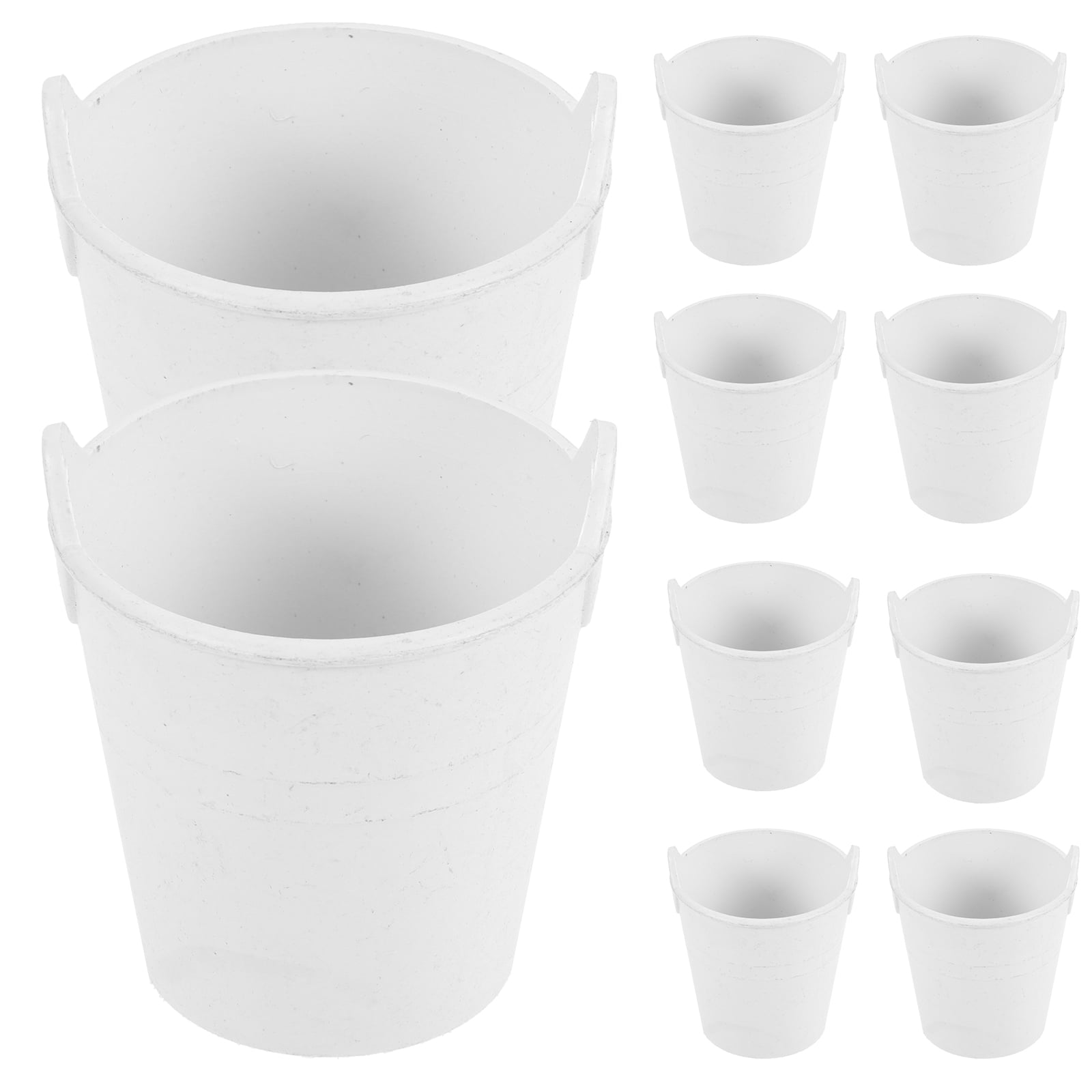 WEUVEB Mini Buckets Plastic Uncolored Design 10Pcs 2.6x2.4x2.4in ...