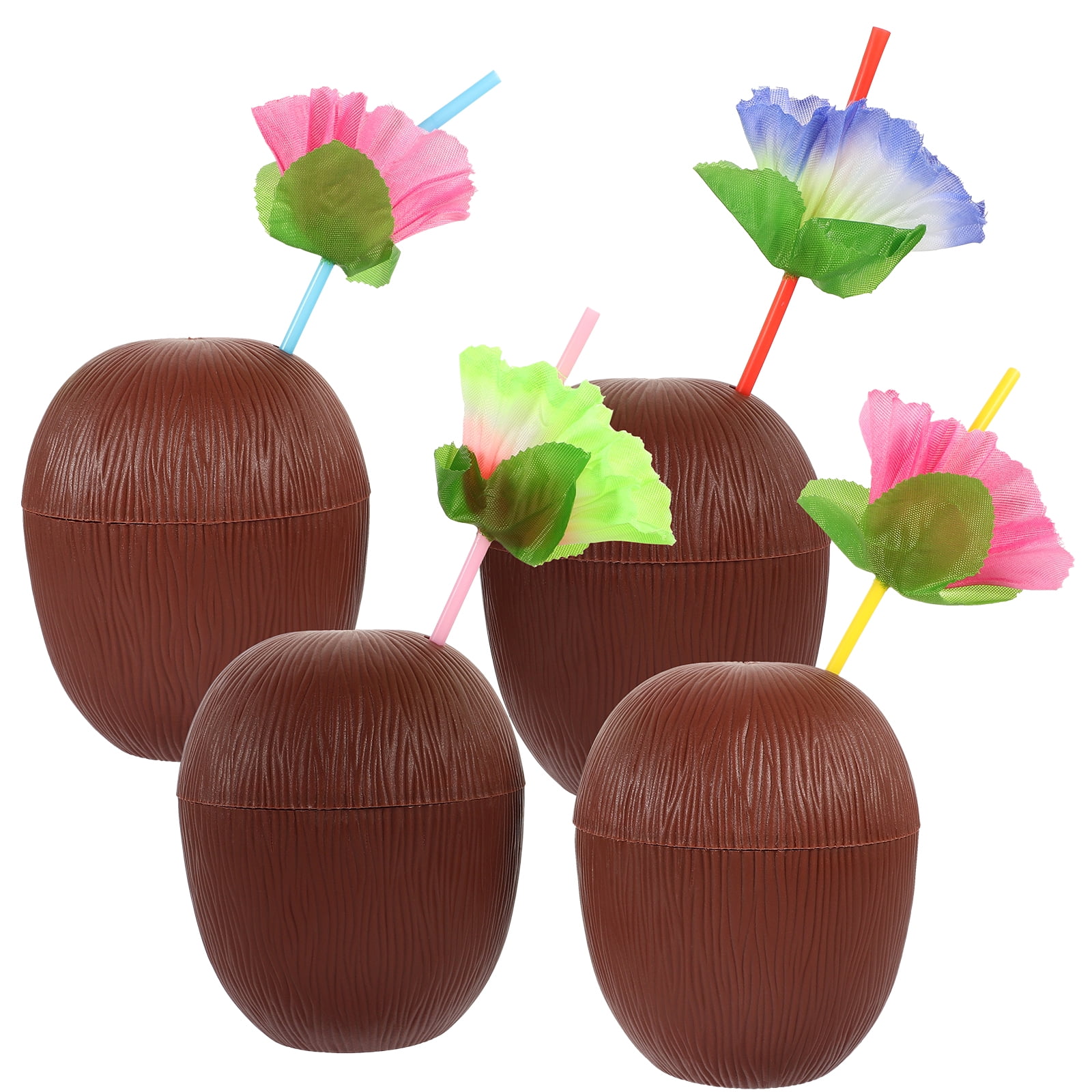 YuYiSan 4pcs Coconut Cups With Straws Simulation Coconut Drinking Cups ...