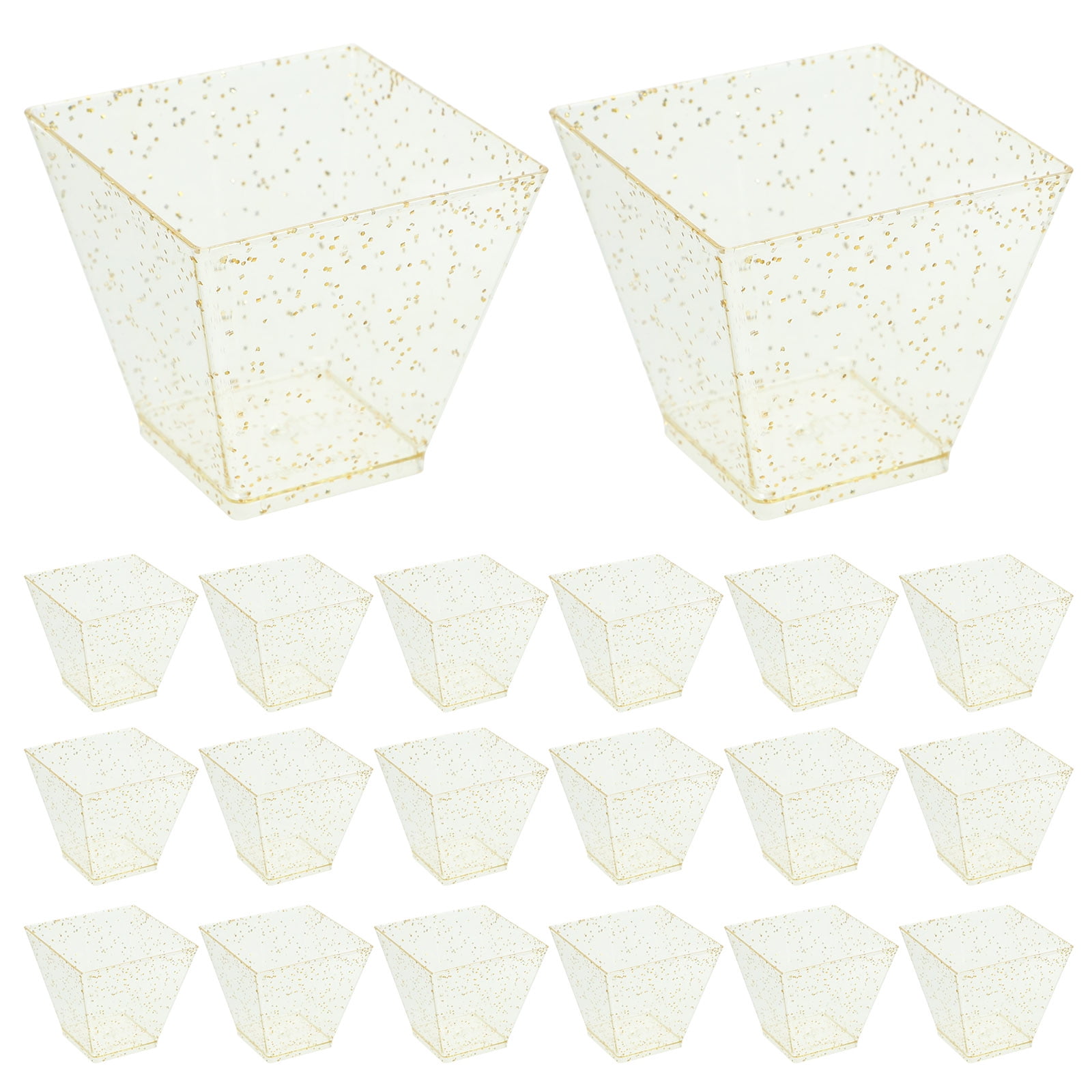50pcs Multi Functional Food Serving Cup Square Dessert Cup Glitter ...